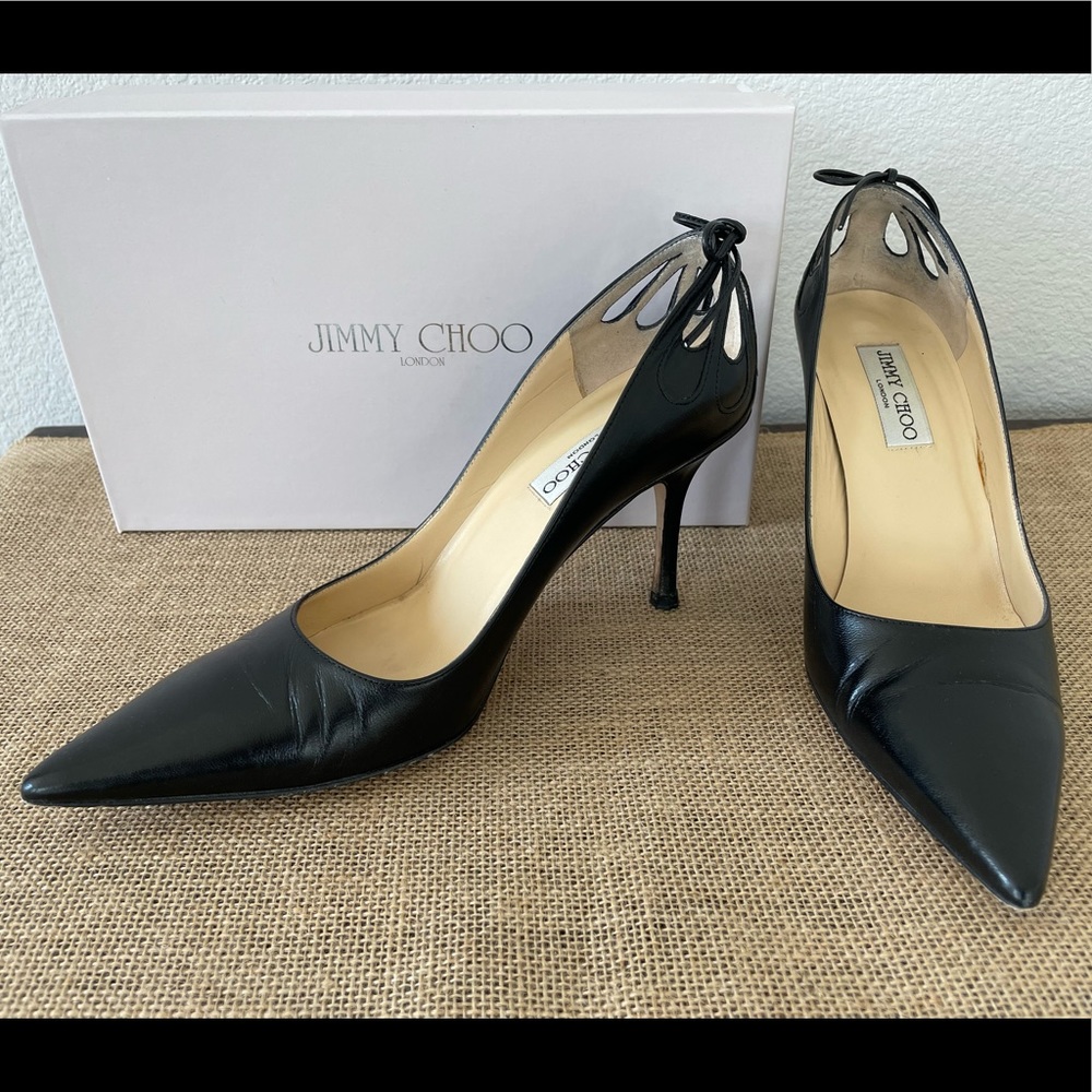 Jimmy Choo Black Leather Heels - Gem